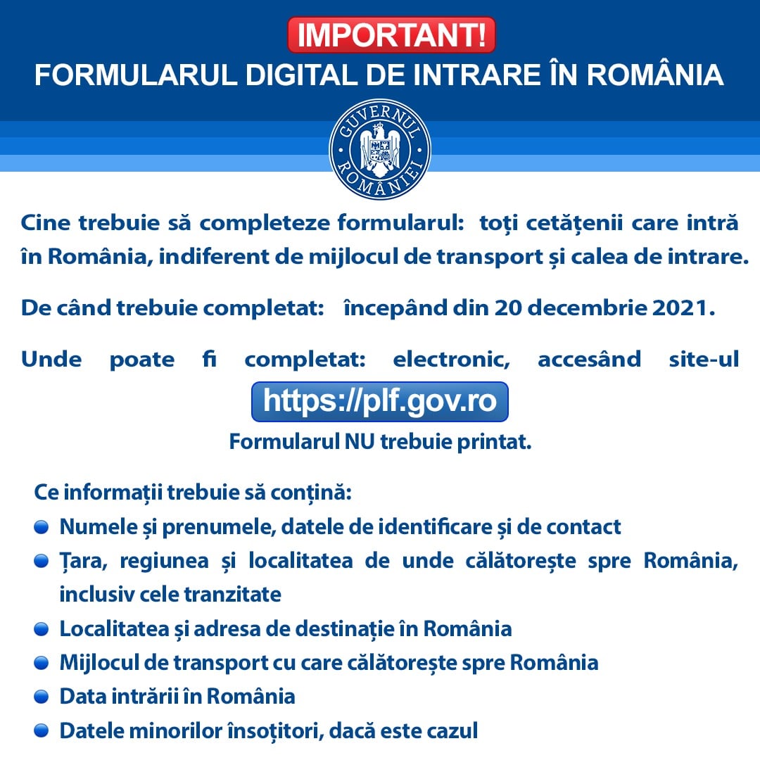 Formularului digital de intrare în România - All Inclusive Travel
